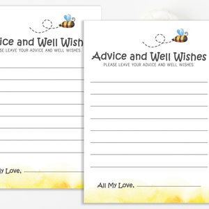 Bee Advice for Parents to Be Bumble Bee Baby Advice Cards | Etsy