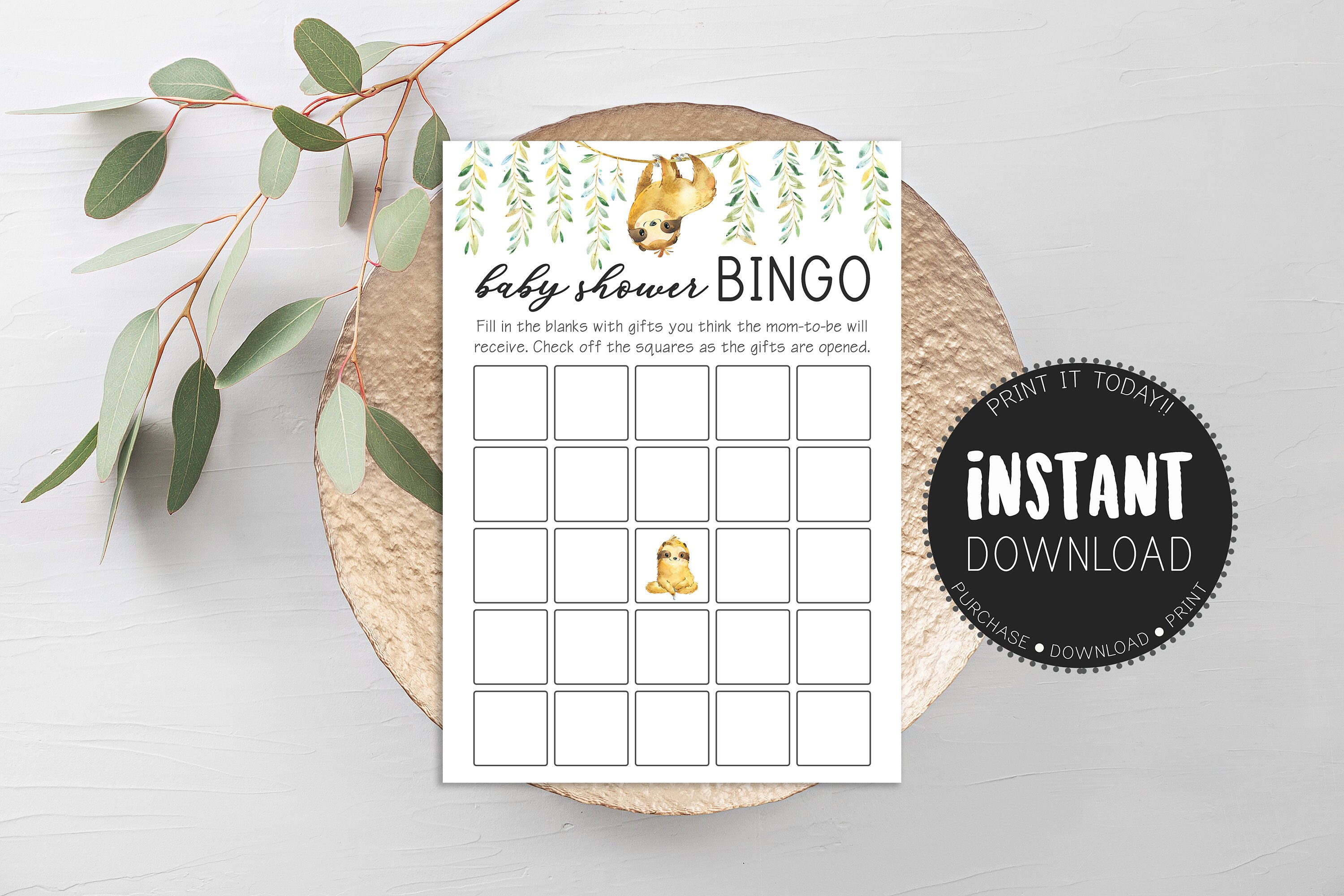 Sloth Baby Shower Bingo Cards Couples Babyshower Games | Etsy