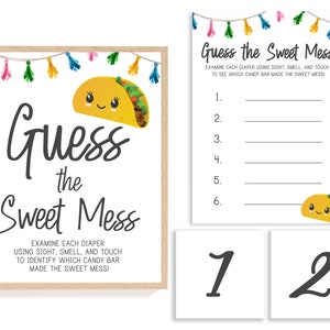 Guess the Sweet Mess Dirty Diaper Game Diaper Candy Bar Game Taco Baby ...