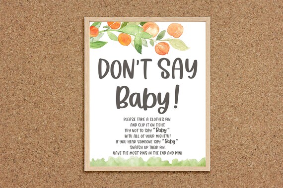 Don't Say Baby Dont Say Baby Sign Clothes Pin Baby Shower | Etsy