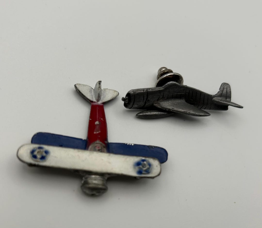 Set of Two Vintage Rustic Airplane Pins - Etsy