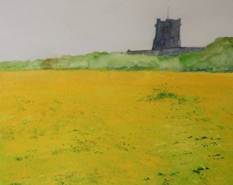 Original Painting of Church With Door and Cross Pink Art - Etsy