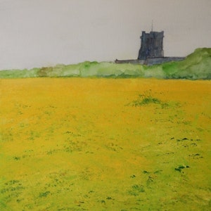 Landscape Painting, Original Painting, Church Painting, Mixed Media ...