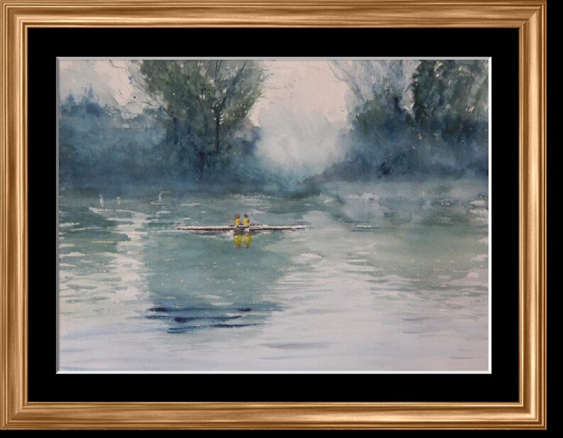 River Thames Rowing Art: Misty Morning Watercolor (digital Download) - Etsy