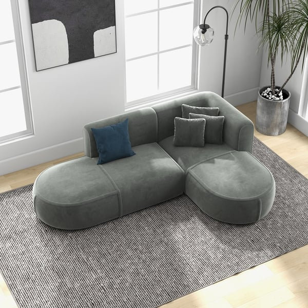 136'' L-shaped Sectional Corner Modern Modular Sofa With Pillows in ...