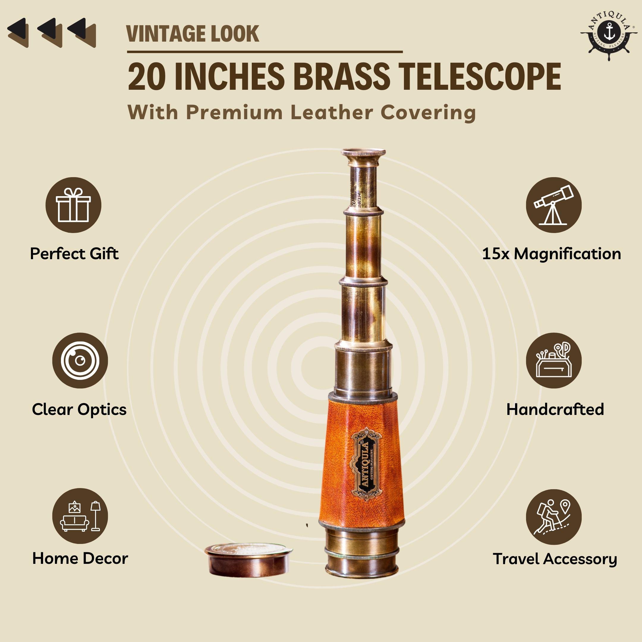 Vintage Ship Hexagonal Tapered Brass Spyglass | Powerful 20x Clear ...