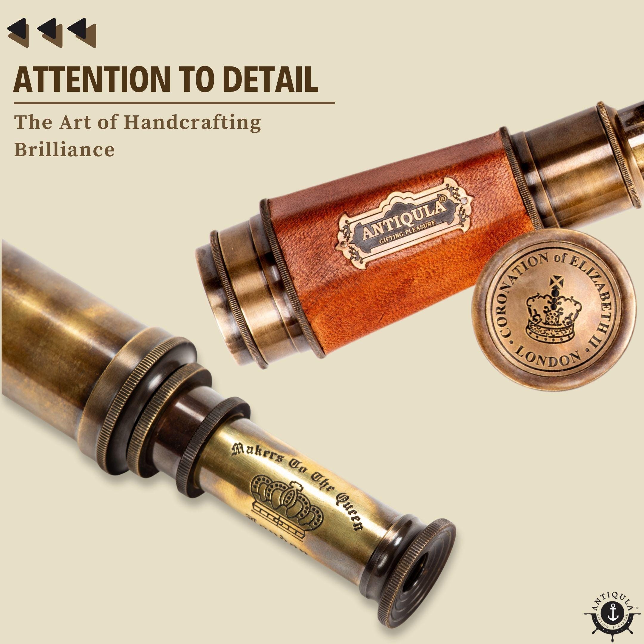 Vintage Ship Hexagonal Tapered Brass Spyglass | Powerful 20x Clear ...