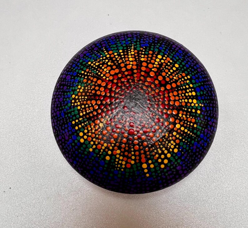 Hand-painted Wooden Mandala Disc – Double-sided Dot Art | Unique Accent ...