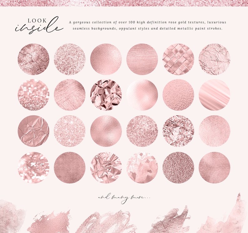 Rose Golds - 100 Rose Gold Digital Papers, Rose Gold Textures, Glitter ...