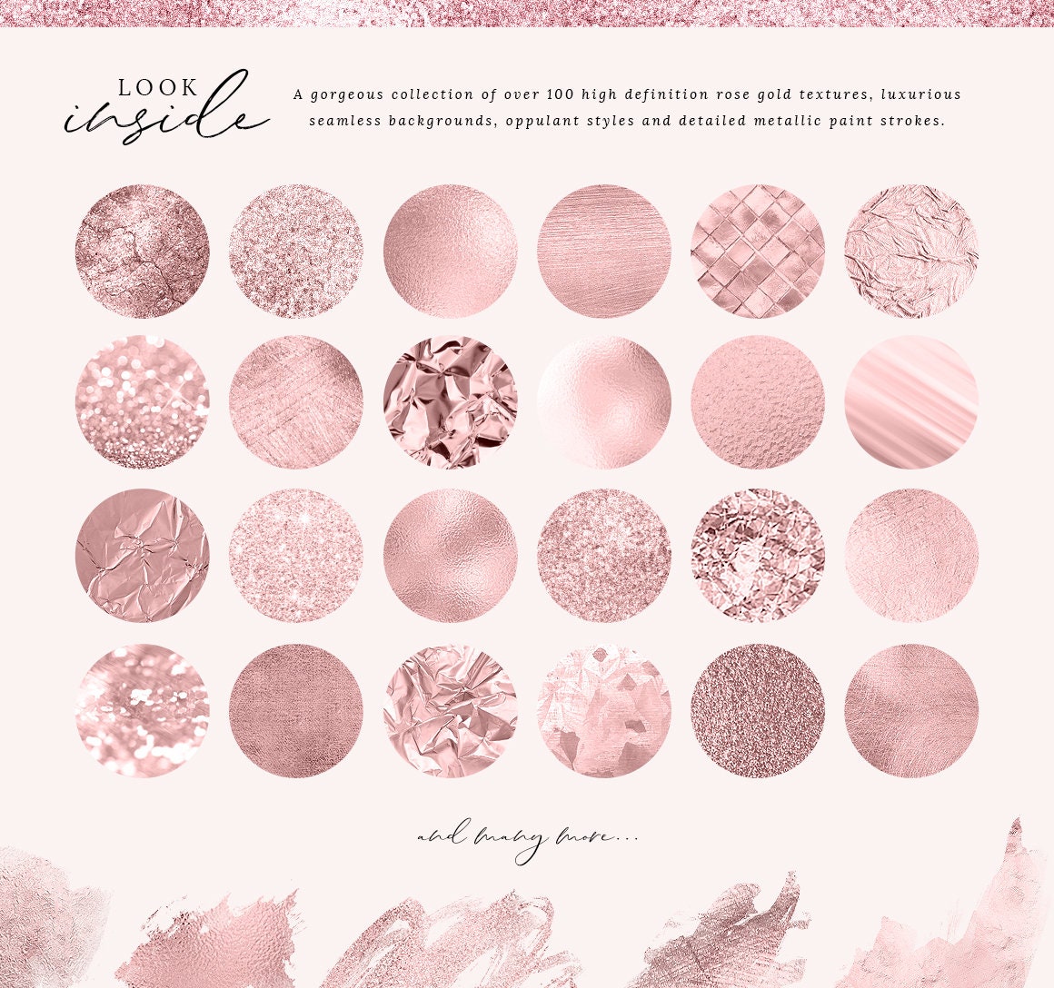 Rose Golds - 100 Rose Gold Digital Papers, Rose Gold Textures, Glitter ...