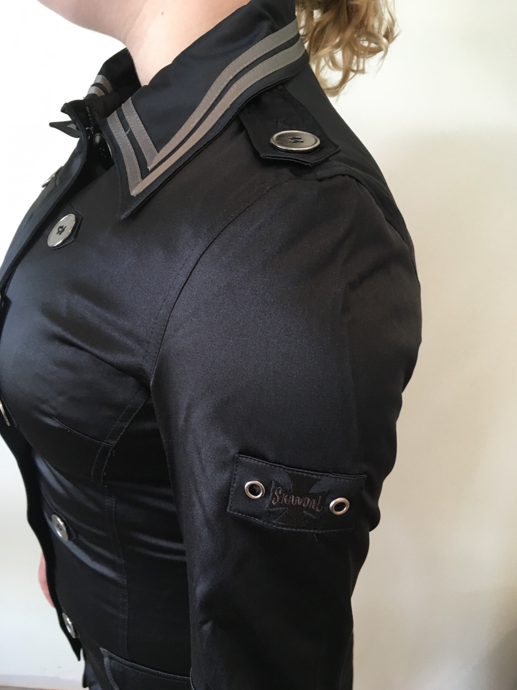 Black Satin Military Jacket - Etsy