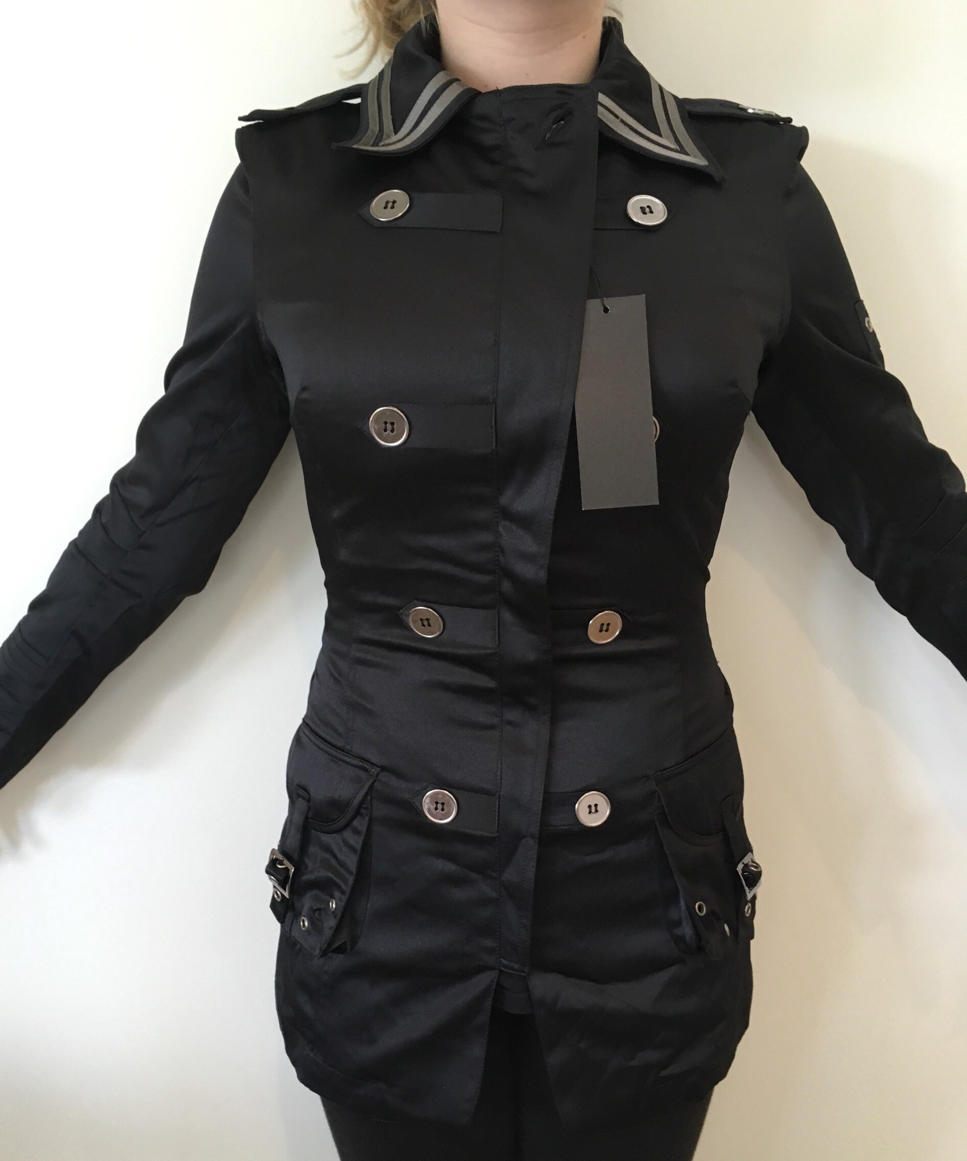 Black Satin Military Jacket - Etsy