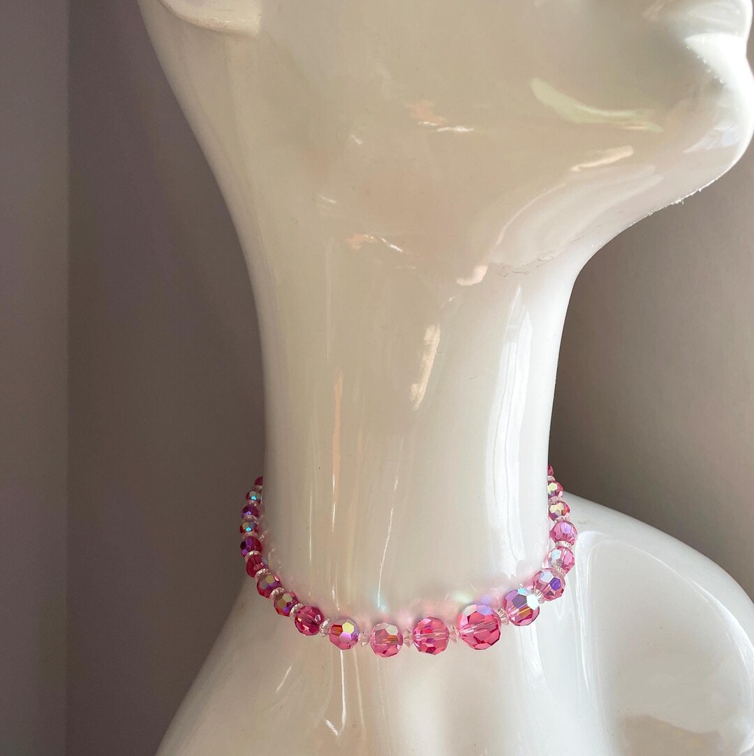 Vintage Hot Pink Rock Crystal Quartz 1940s Beaded Choker - Etsy