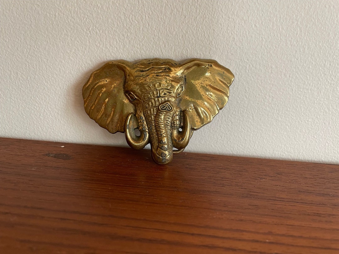 BARON Solid Brass Elephant Head Belt Buckle | Large 1980's Brass ...