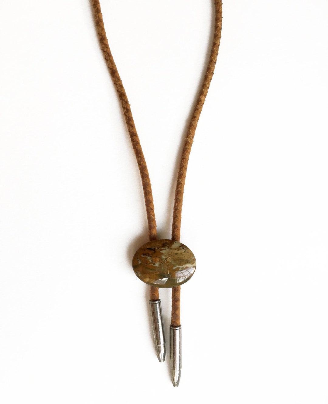 Vintage Bolo Bullet Tie Jasper Stone Cabachon Gemstone| 1950's Bolo Tie ...