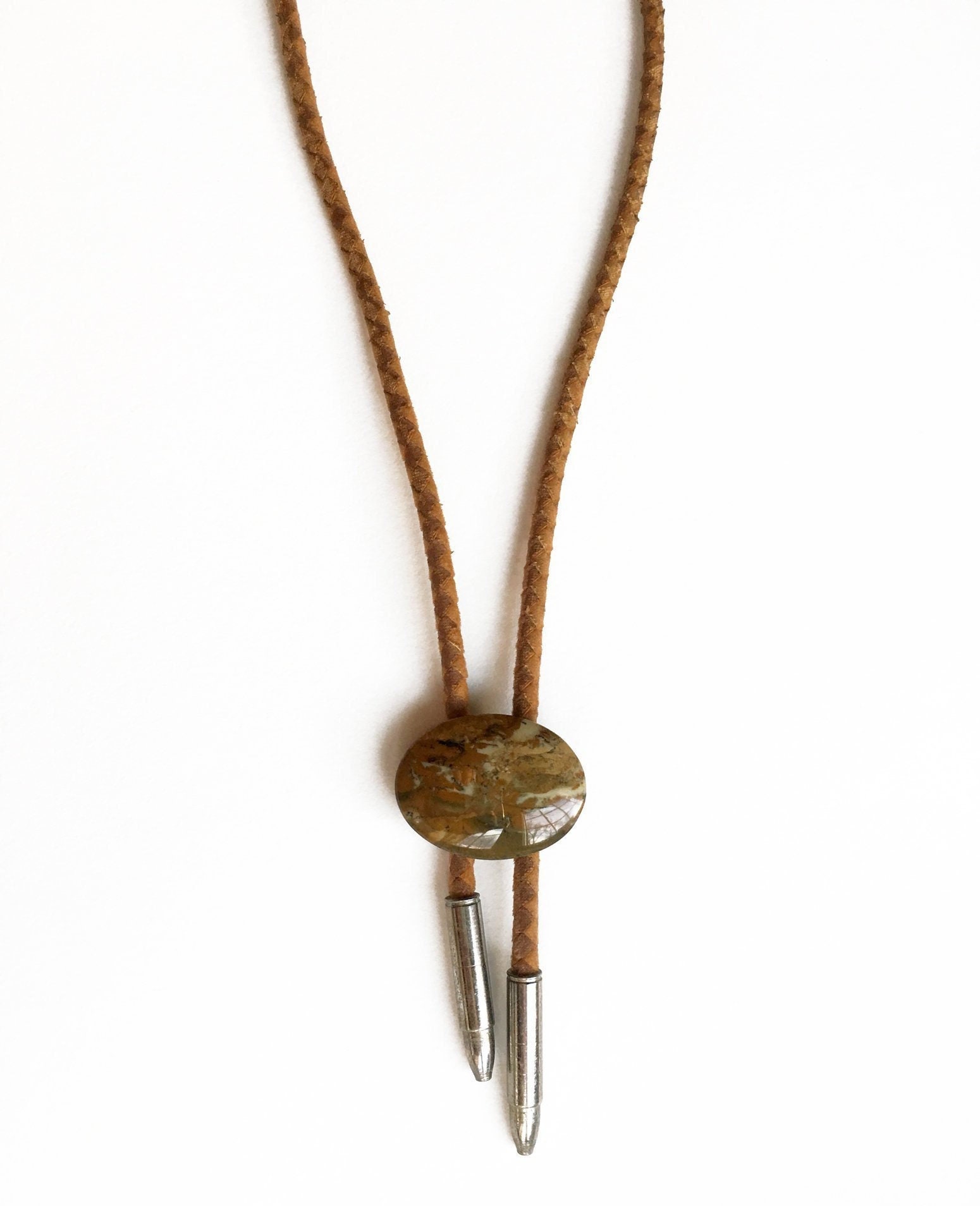 Vintage Bolo Bullet Tie Jasper Stone Cabachon Gemstone| 1950's Bolo Tie ...