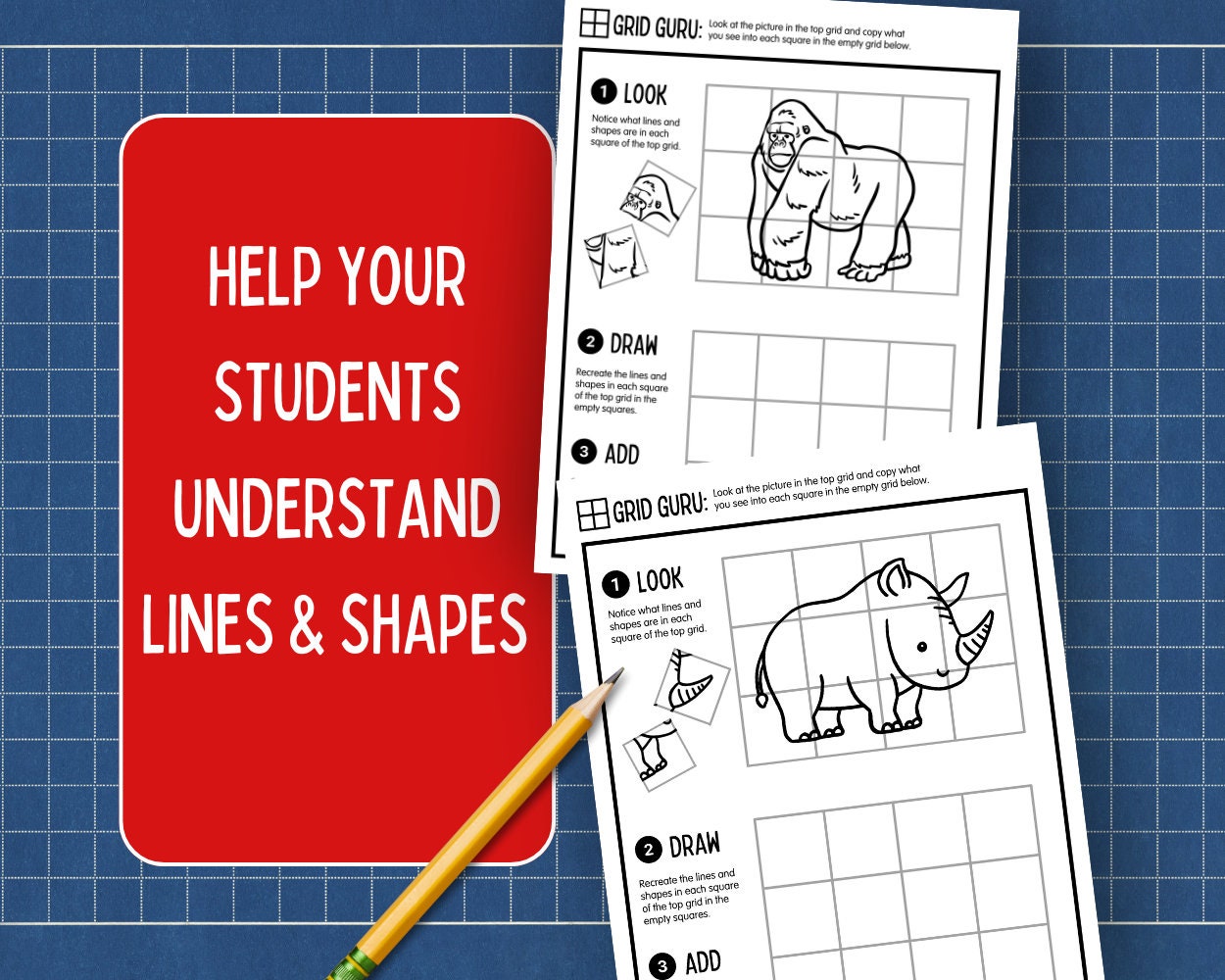 Animal Grid Drawing Worksheets: Art Activity for Kids (PDF) - Etsy