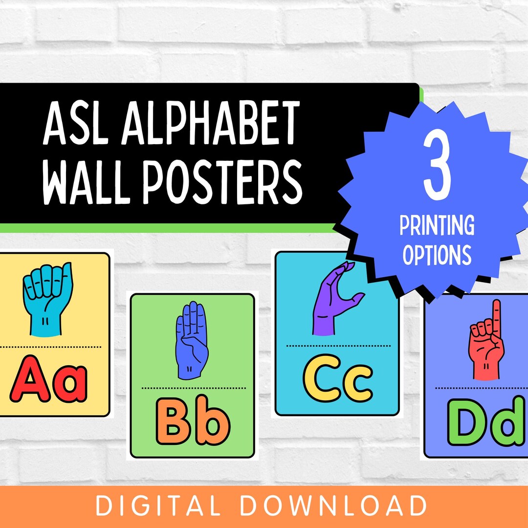 ASL Alphabet Posters: Classroom Sign Language Decor (printable PDF Set ...