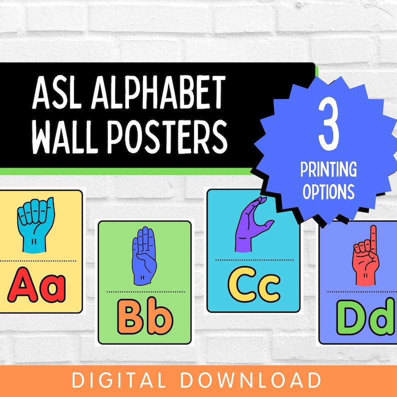 ASL Alphabet Posters: Classroom Sign Language Decor (printable PDF Set ...