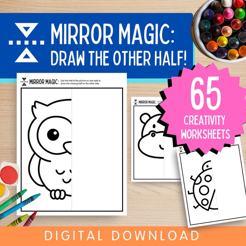 Mirror Drawing Worksheets for Kids – 65 Symmetry Practice Pages – Fun ...