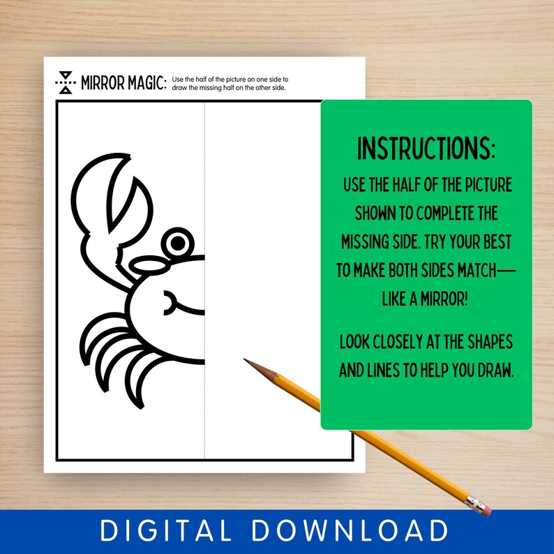 Mirror Drawing Worksheets for Kids – 65 Symmetry Practice Pages – Fun ...