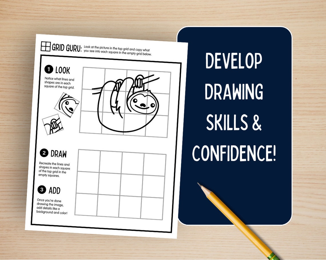 Animal Grid Drawing Worksheets: Art Activity for Kids (PDF) - Etsy