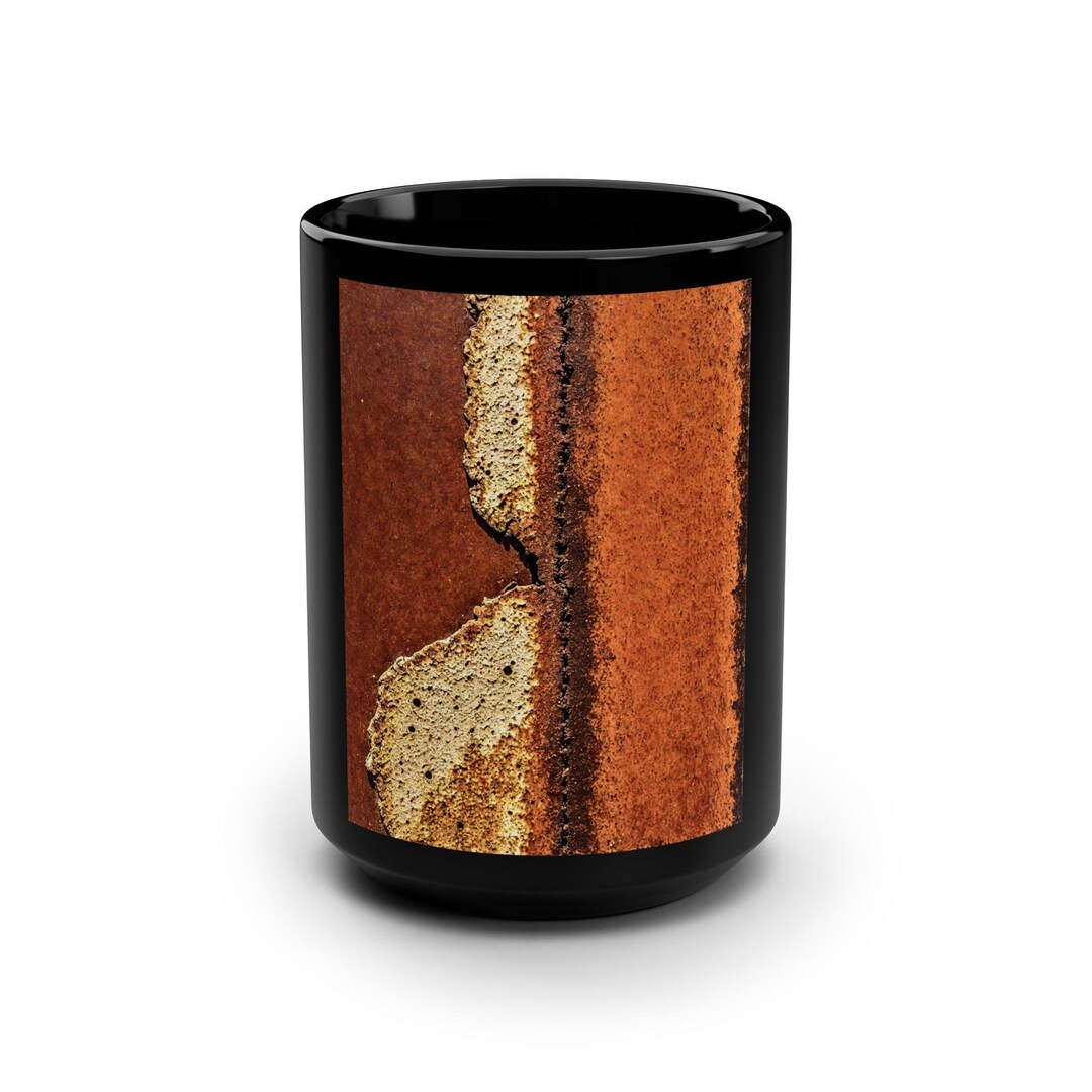 Black Ceramic Mug Rust Design - Etsy