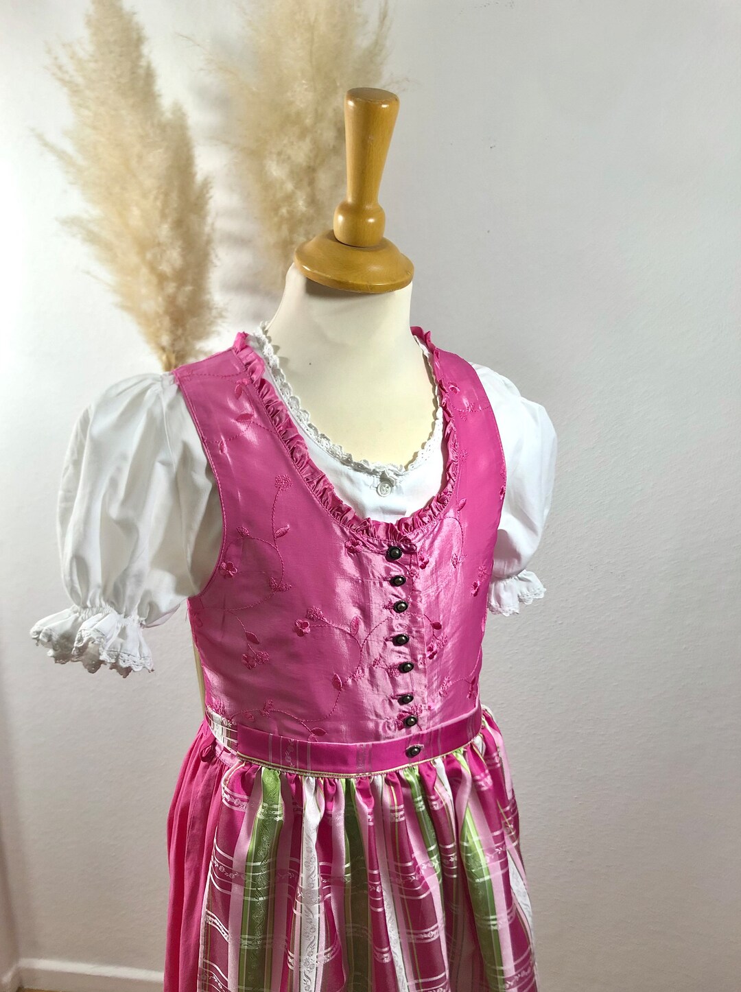 Children's Dirndl 3pcs Traditional Dress Pink Gr. 146/ 11 Years >please ...