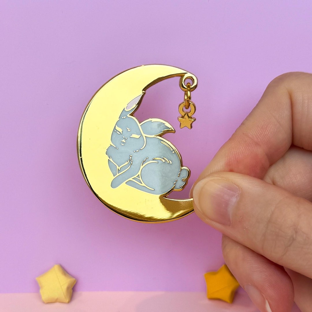 Luna the Moon Bunny Enamel Pin | Dreamers Collection | Kawaii Sleepy ...