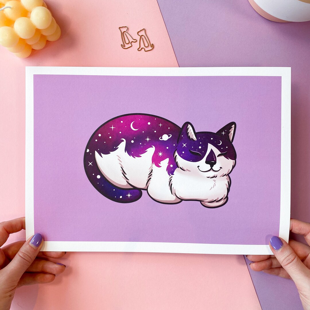 Astrocat Art Print | Galaxy Cat Illustration, Sci-fi Kitty - Etsy