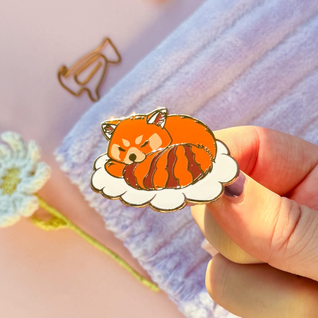 Red Panda Gold Enamel Pin | Dreamy Red Panda | Cute Pin Collectors ...