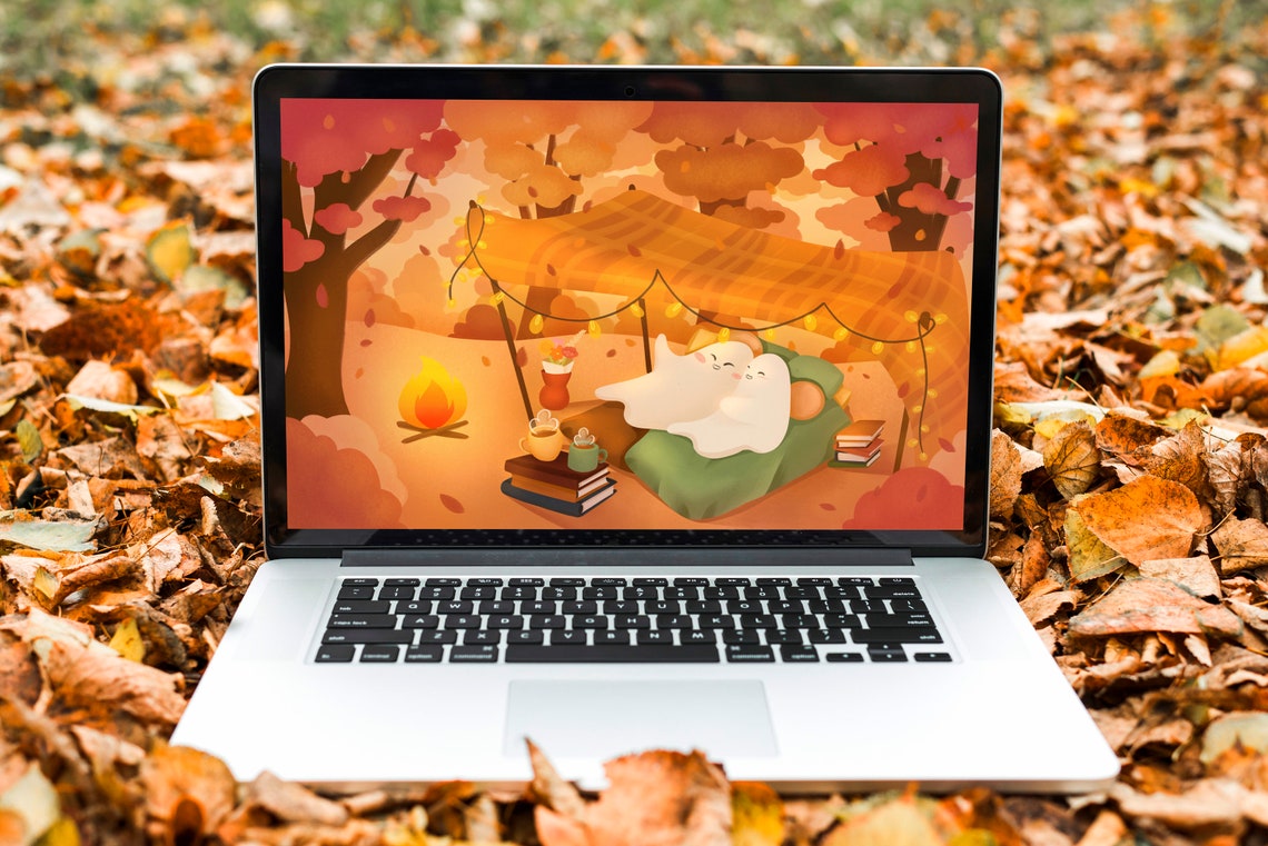 Magical Ghostie Date Wallpaper Cozy Autumn Cottage Core - Etsy