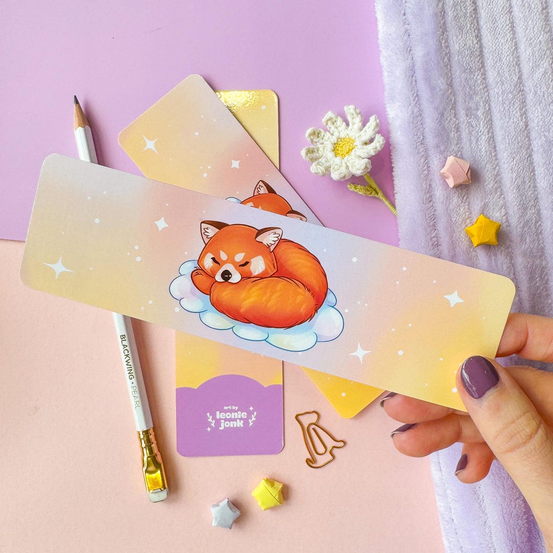 Red Panda Bookmark | Cozy Sleepy Red Panda Bookmark | Just Bookish ...