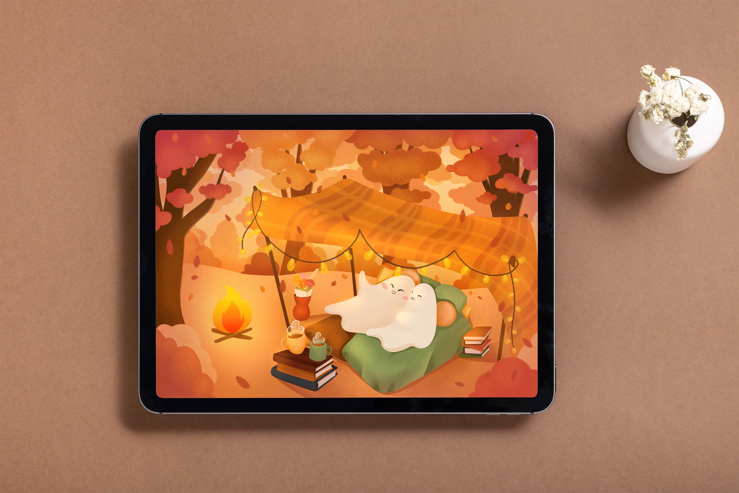 Magical Ghostie Date Wallpaper Cozy Autumn Cottage Core - Etsy