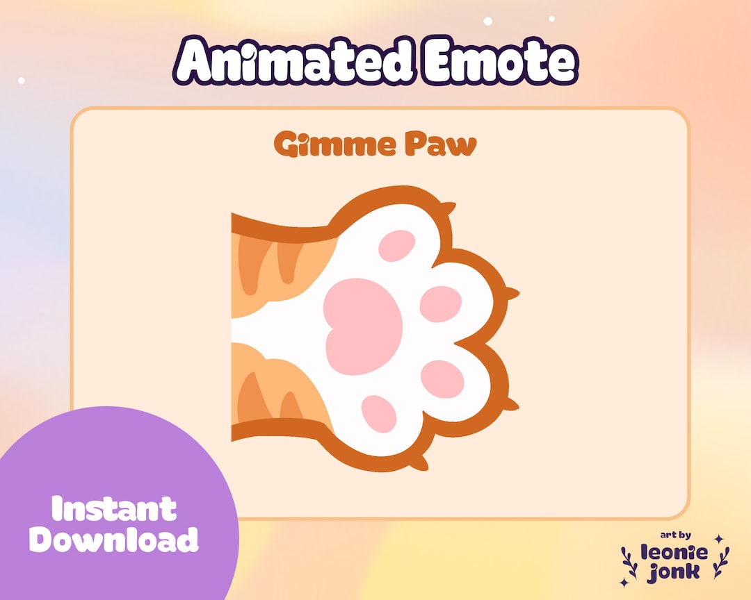 Cute *ANIMATED* Paw Emote | Gimme Grabby Paw | Cute Orange Tabby Cat ...