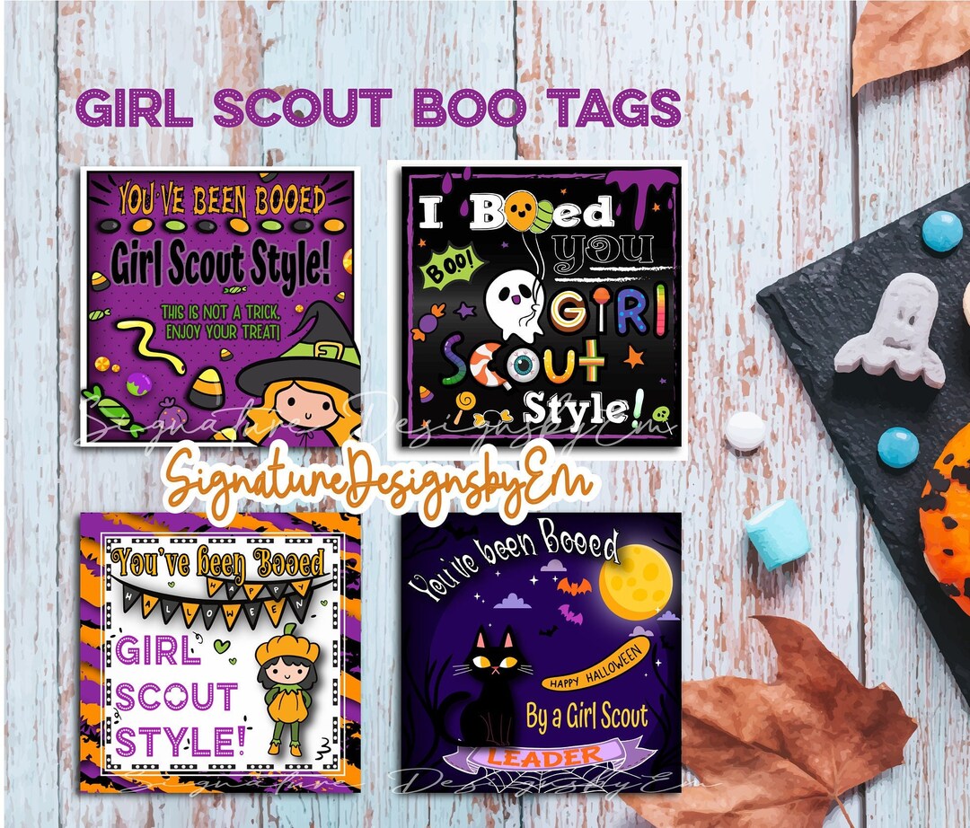 Girl Scout Halloween Treat Tags, 3x3in Card, Digital Download ...