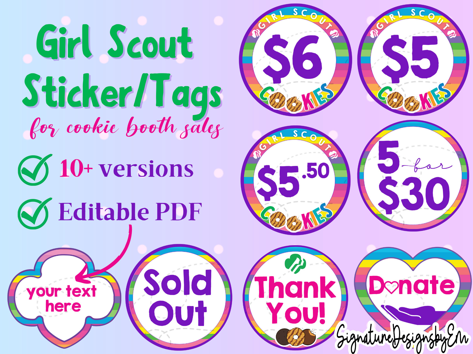 Girl Scout Cookie Booth Signs Girl Scout Printable Round Tag - Etsy