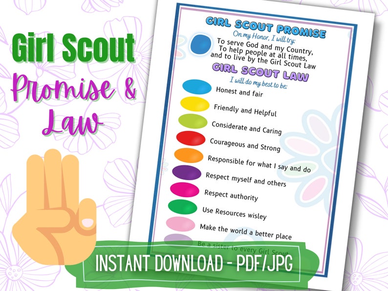 Promise and Law Girl Scout Daisy Printable Digital - Etsy