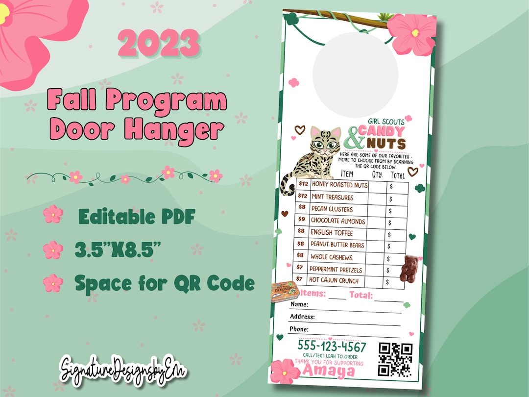 Girl Scout Fall Product Door Hanger, Fall Nut & Candy Order Form, 2023 ...