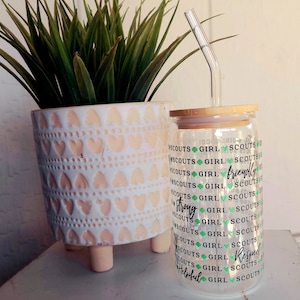 Girl Scout Glass Tumbler, Girl Scout Cup With Lid and Straw, 16oz, Gift ...