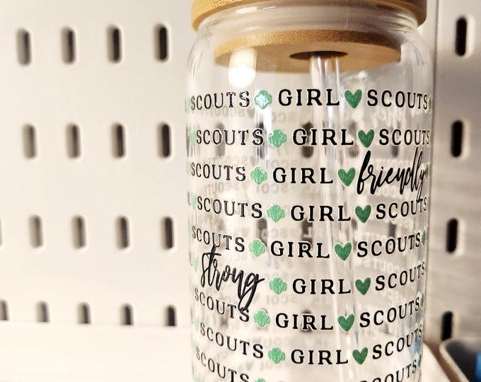 Girl Scout Glass Tumbler, Girl Scout Cup With Lid and Straw, 16oz, Gift ...