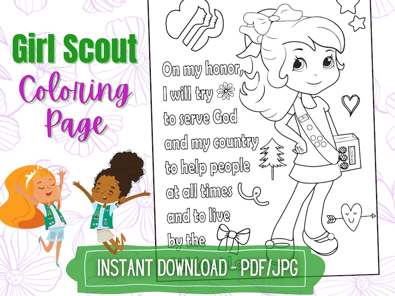 Girl Scout Coloring Page Promise and Law Girl Scout - Etsy