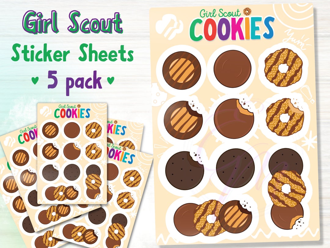 Girl Scout Cookie Sticker Sheet, Girl Scout Clipart, Girl Scout ...