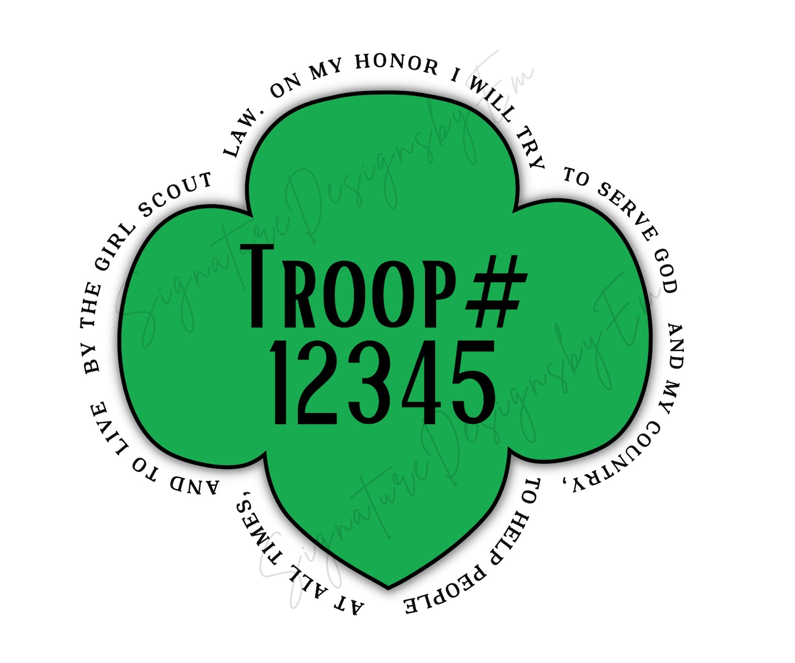 Girl Scout Troop SVG PNG Promise and Law Trefoil Digital - Etsy