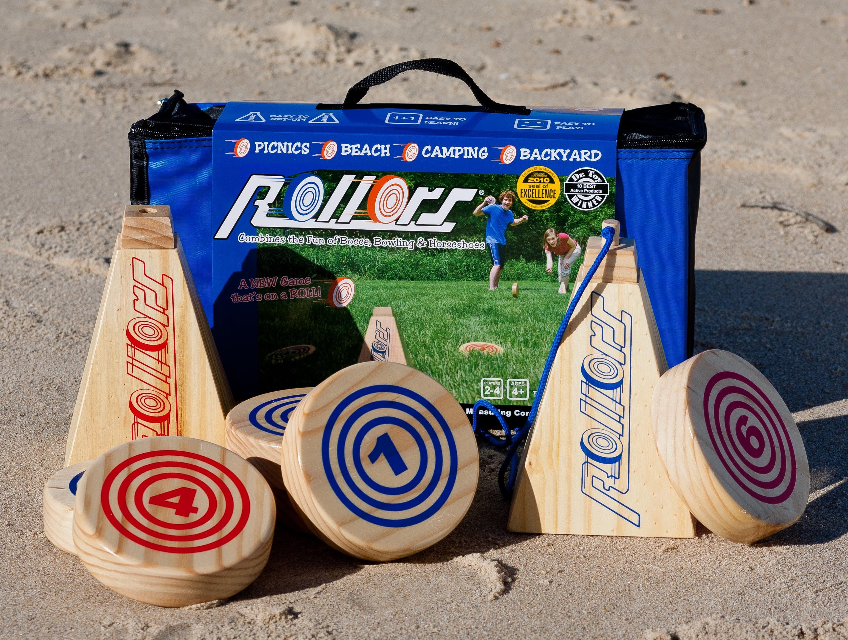 Rollors Outdoor Yard Game - All Wood Backyard Game Combining Horseshoes ...