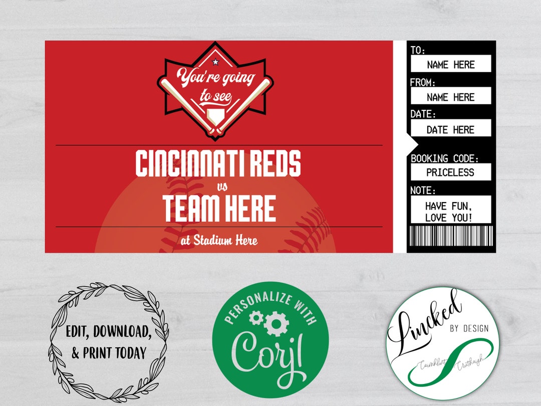 Cincinnati Reds THEMED | Keepsake Event Ticket - Etsy