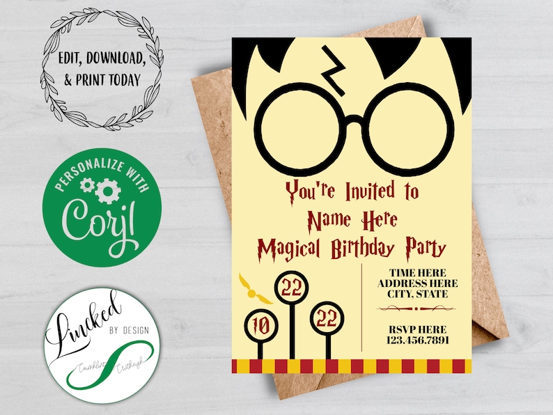 Harry Potter Themed Birthday Invitation | EDITABLE | Digital Download ...