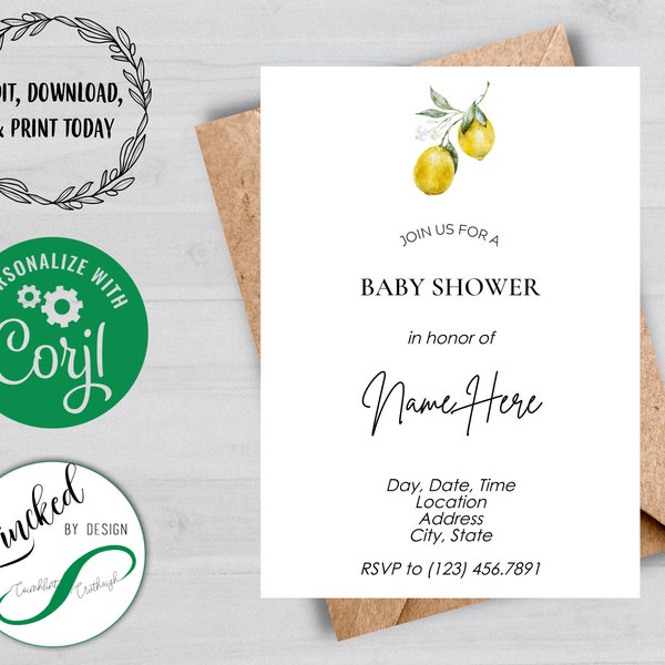 Lemon Themed Baby Shower Invitation - Etsy