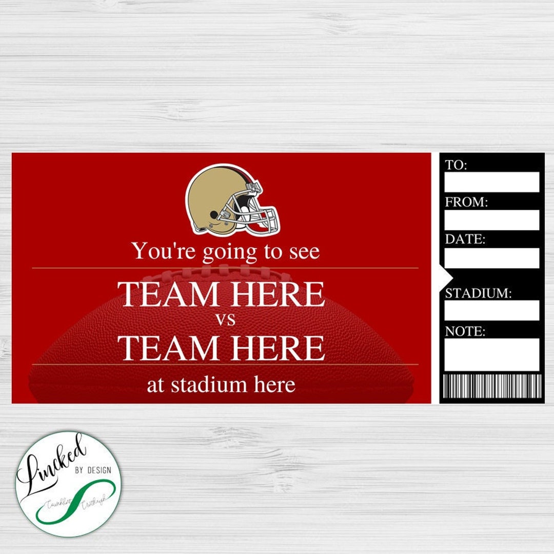San Francisco 49ers Themed | Keepsake Event Ticket - Etsy