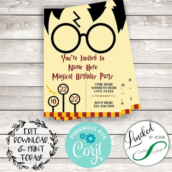 Harry Potter Themed Birthday Invitation EDITABLE Digital - Etsy Hong Kong